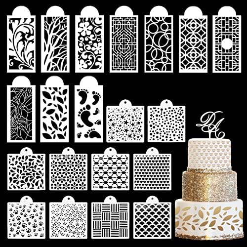 Amazon.com: 20 PCS Cake Stencils Decorating Buttercream Stencils for ...