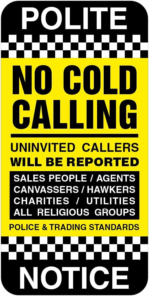 Polite Notice no Cold Calling Door Sign - Size 45mm x 90mm - Self ...