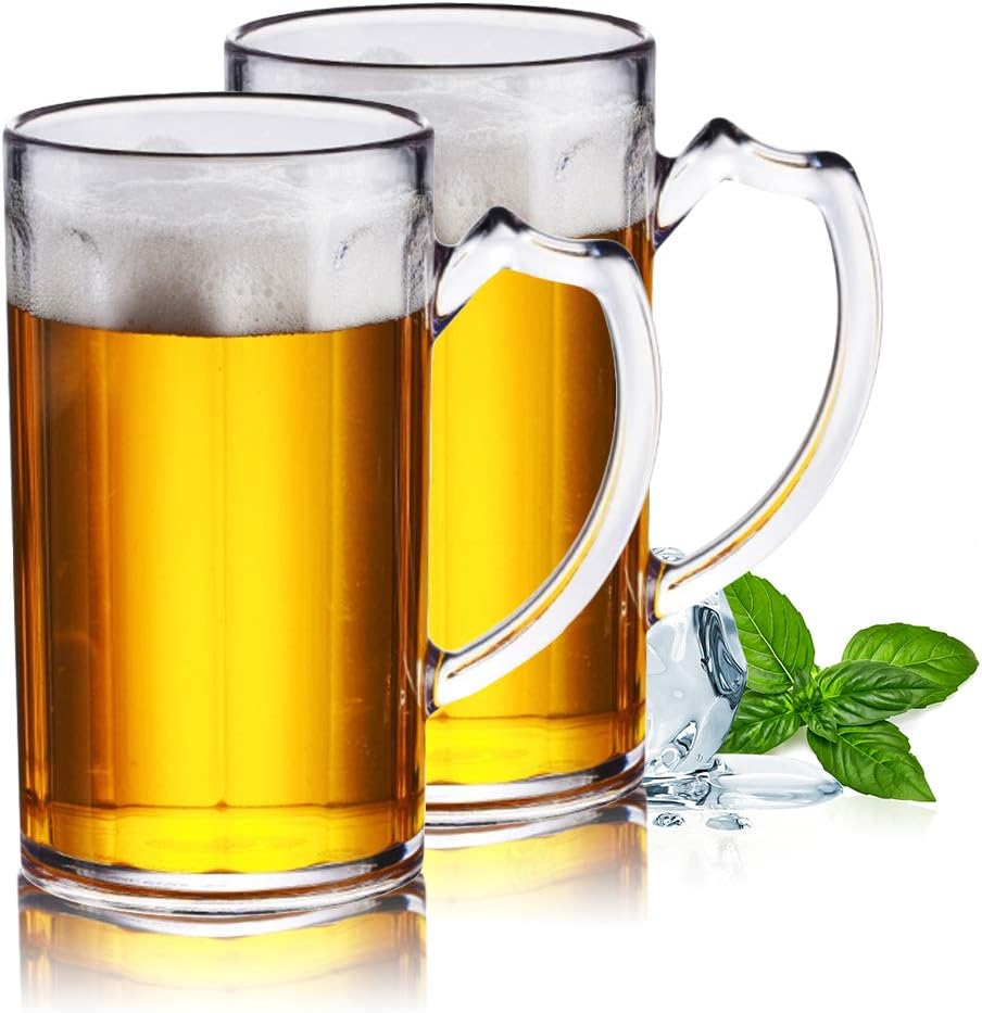 Van Well Lot de 2 chopes à bière - Avec poignée - Lavables au lave ...