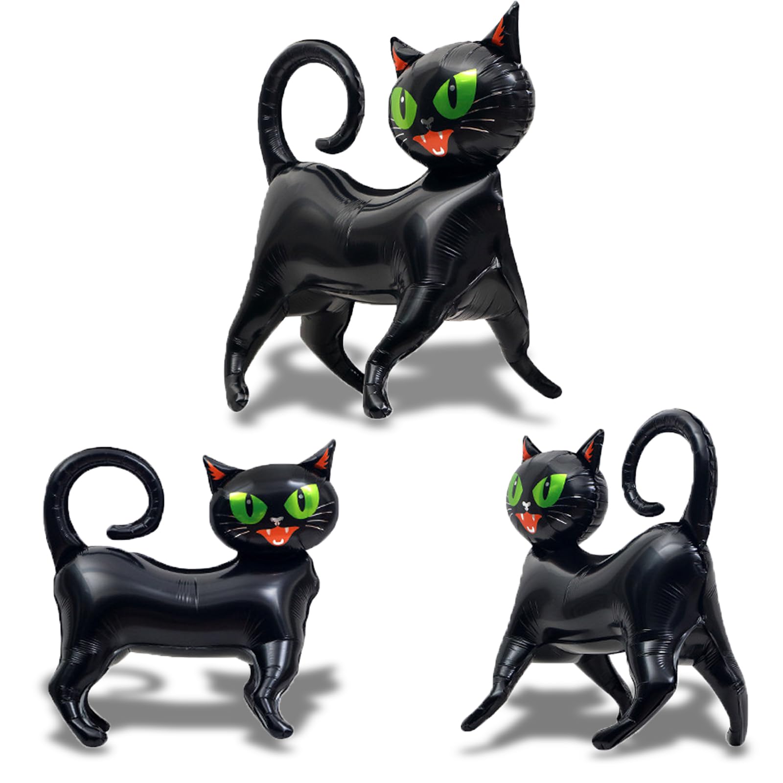 Amazon.com: Gallasy 3pcs Black Cat Balloon, 3D Standing Cat Balloon for Birthday Decorations ...