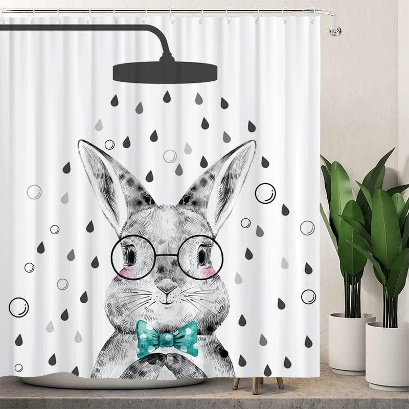 Amazon.com: Cute Shower Curtain Easter Bunny Shower Curtains for ...