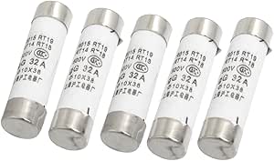 Aexit 5 Pcs Fuses 10 x 38mm 500V 32A Electrical Cylindrical Fuse Fuse ...