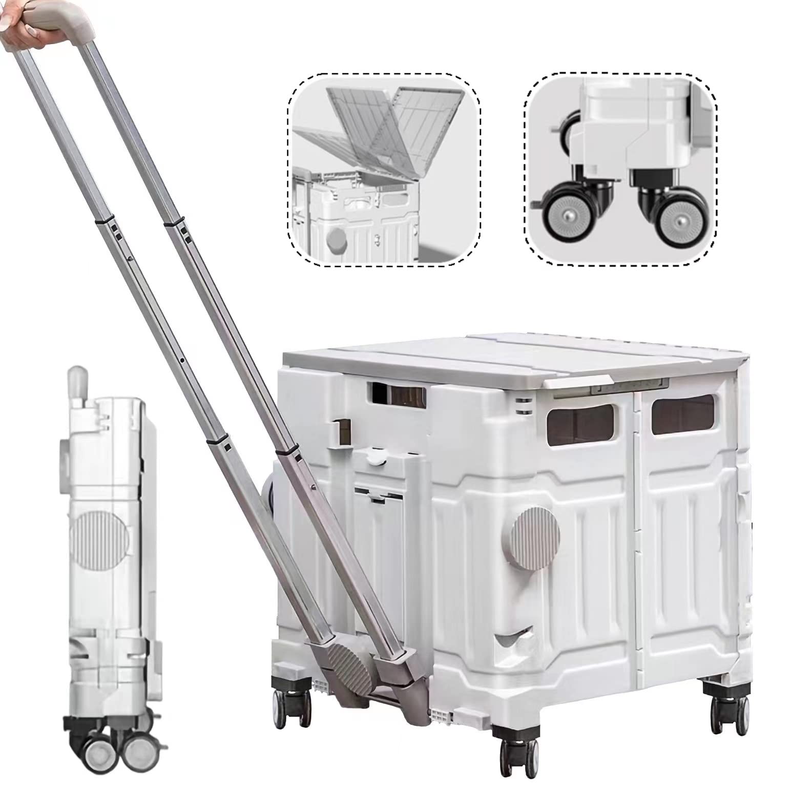 Buy Collapsible Rolling Crate with Wheels,Adjustable Angle Handle ...