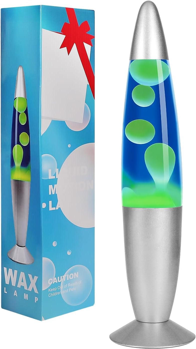 Liquid Motion Lamps for Adults Kids 13.5''Dark Blue Liquid & Yellow Wax ...