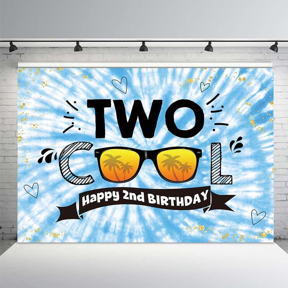 Amazon.com : MEHOFOND 8x6ft Tie Dye Two Cool Birthday Party Backdrop ...