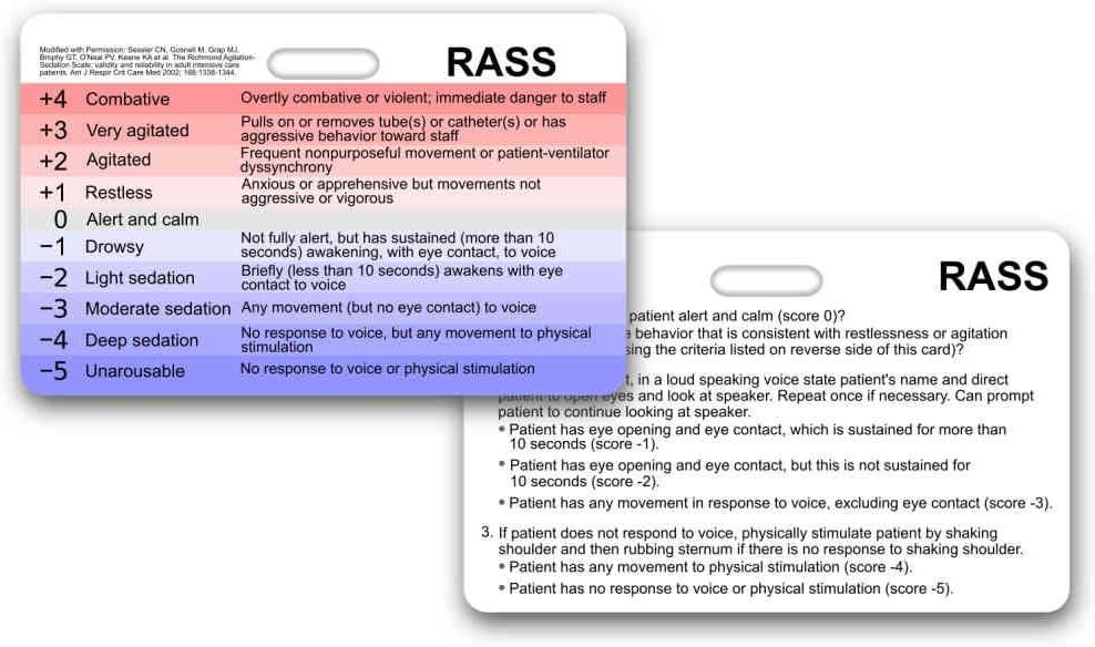 Amazon.com: RASS - Richmond Agitation Sedation Scale - Horizontal Badge ...