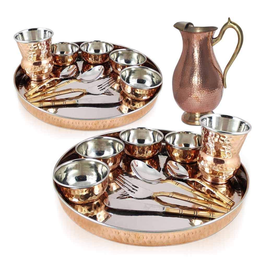 Buy FirsteShop Set of 2, Indian Dinnerware Stainless Steel Copper ...