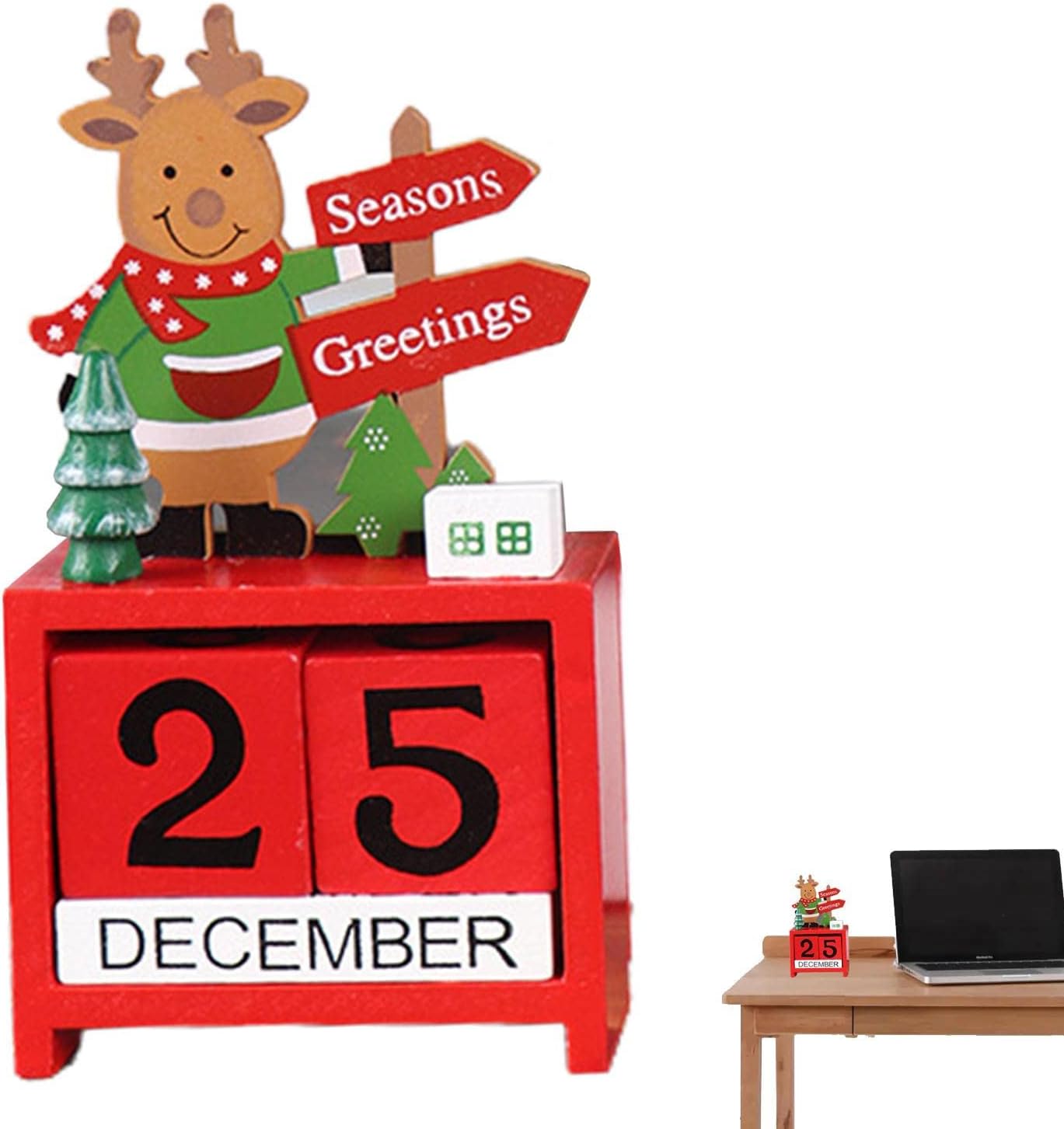 WOBBLO Christmas Countdown Calendar Block - Wooden Christmas Block ...