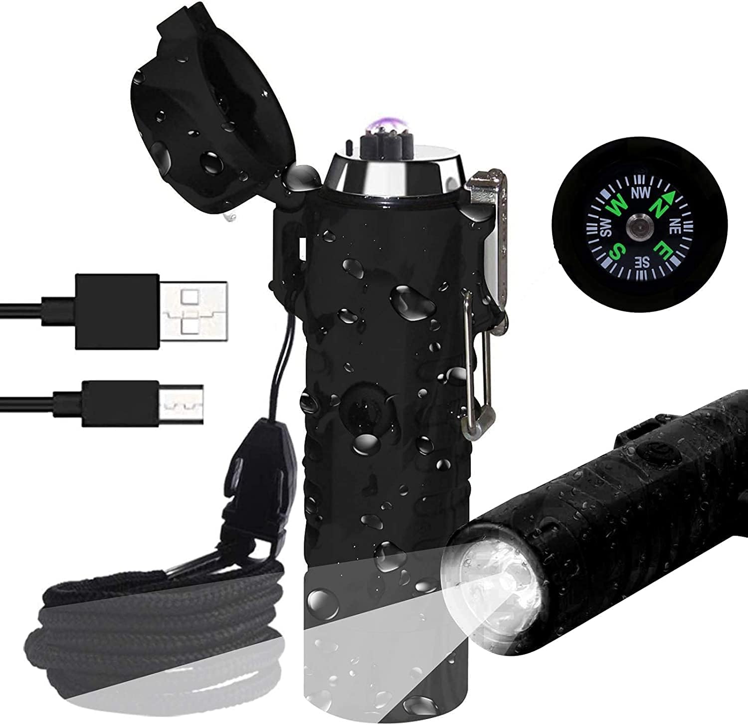 Crasts Metal Electric Lighter Usb Rechargeable Lighter With Led ...