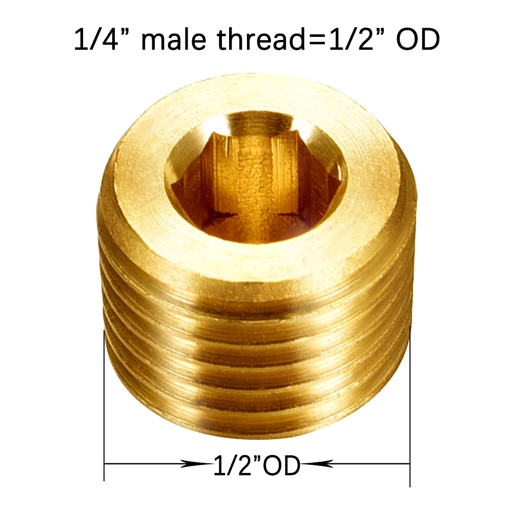Snapklik.com : Joywayus Brass Hex Counter Sunk Plug 1/4" NPT Male Pipe ...