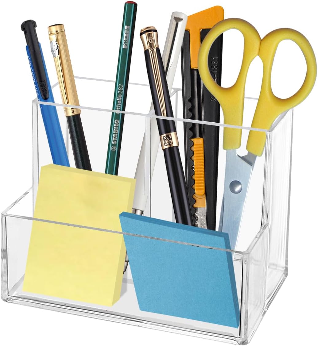 Amazon.com: Myskuasin Pen Holder Clear for Desk, Pencil Holder Desk ...