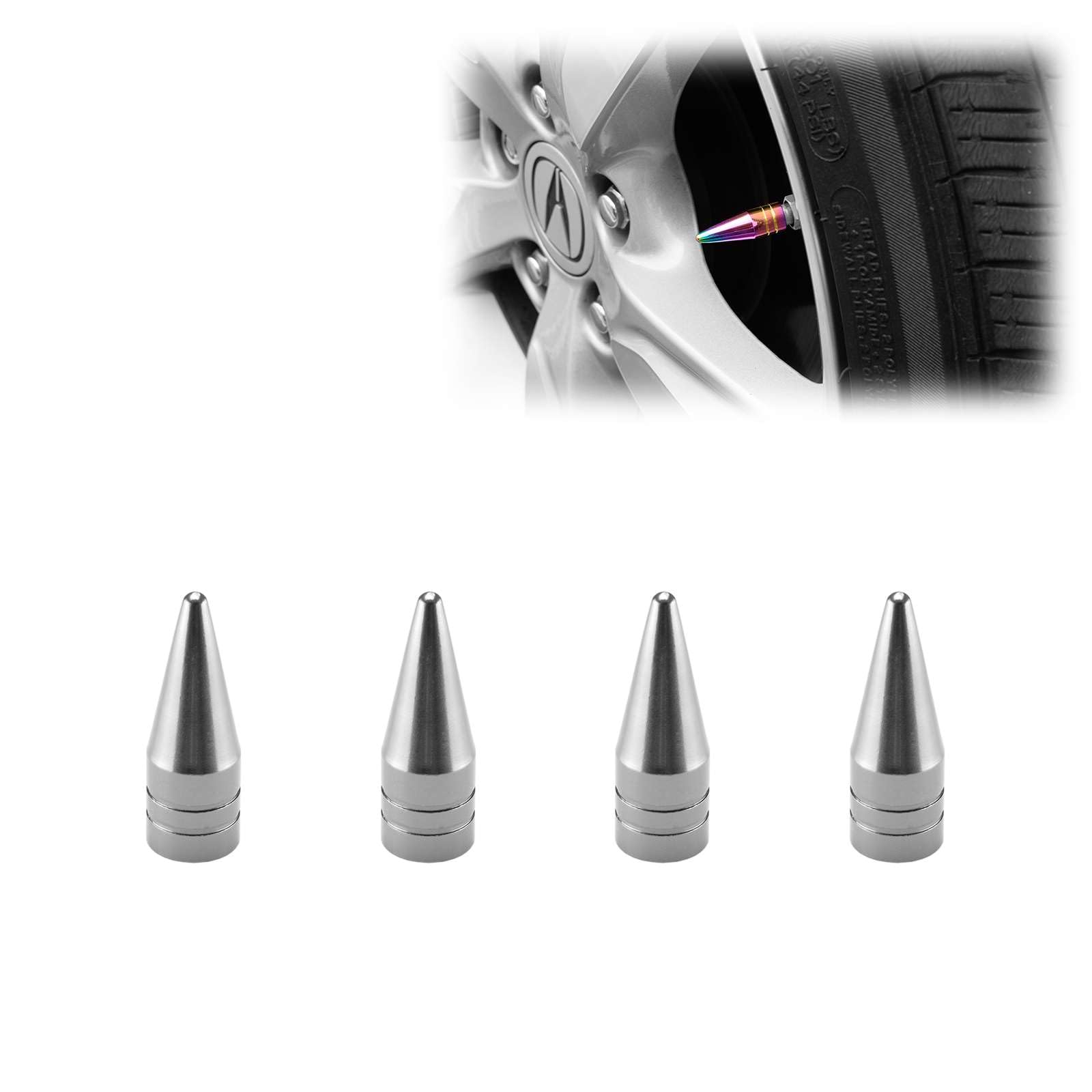 Amazon.com: TVC29 Gunmetal 4pcs Long Spike Spiked Tire Valve Stem Caps ...