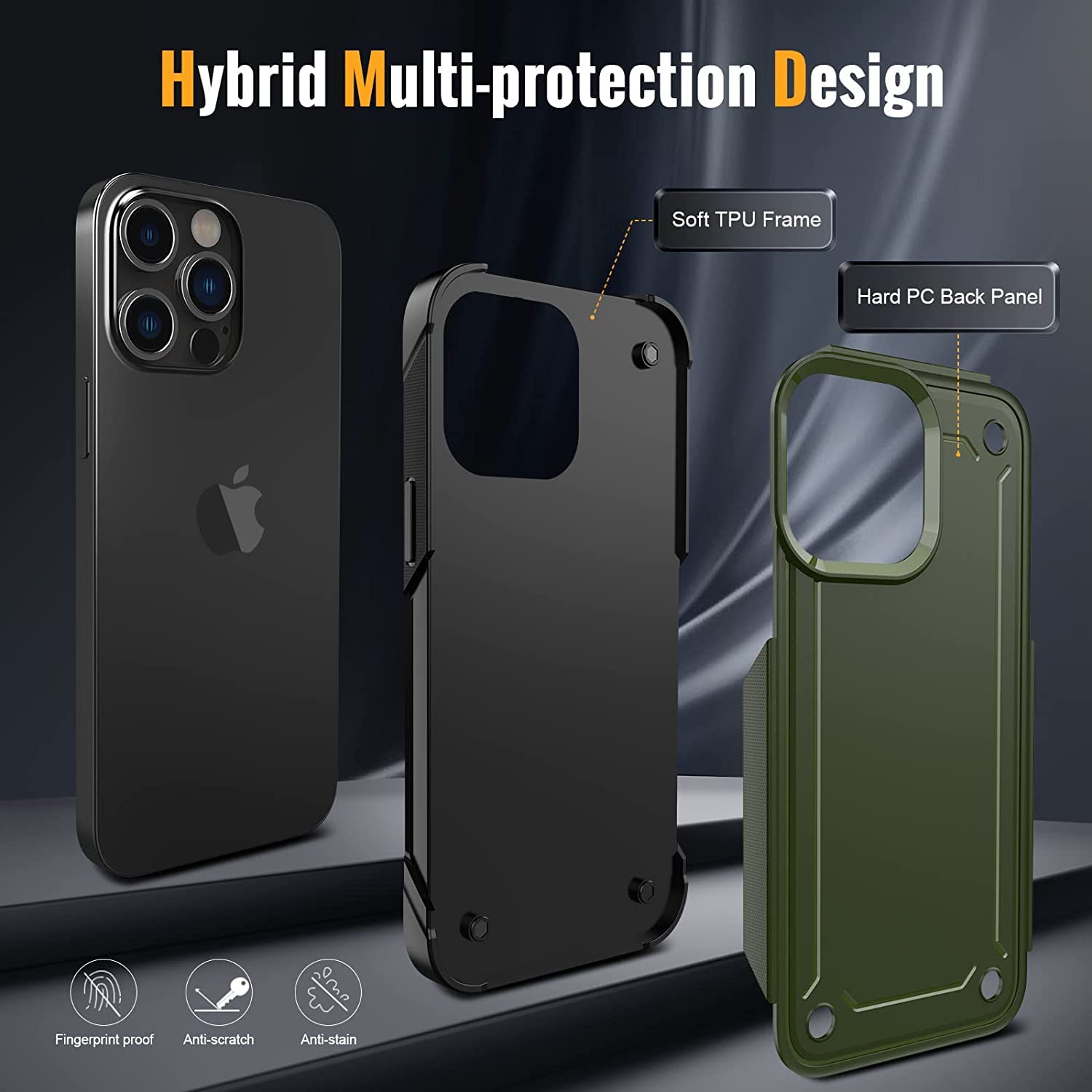 Oterkin for iPhone 14 Pro Max Case, iPhone 14 Pro Max Phone Case with [2 Pcs 9H Screen Protector ...