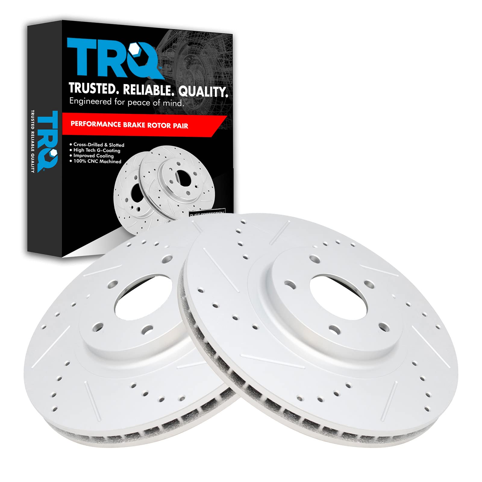 TRQ Front Performance Brake Rotor Drilled Slotted Pair Set for 350Z ...