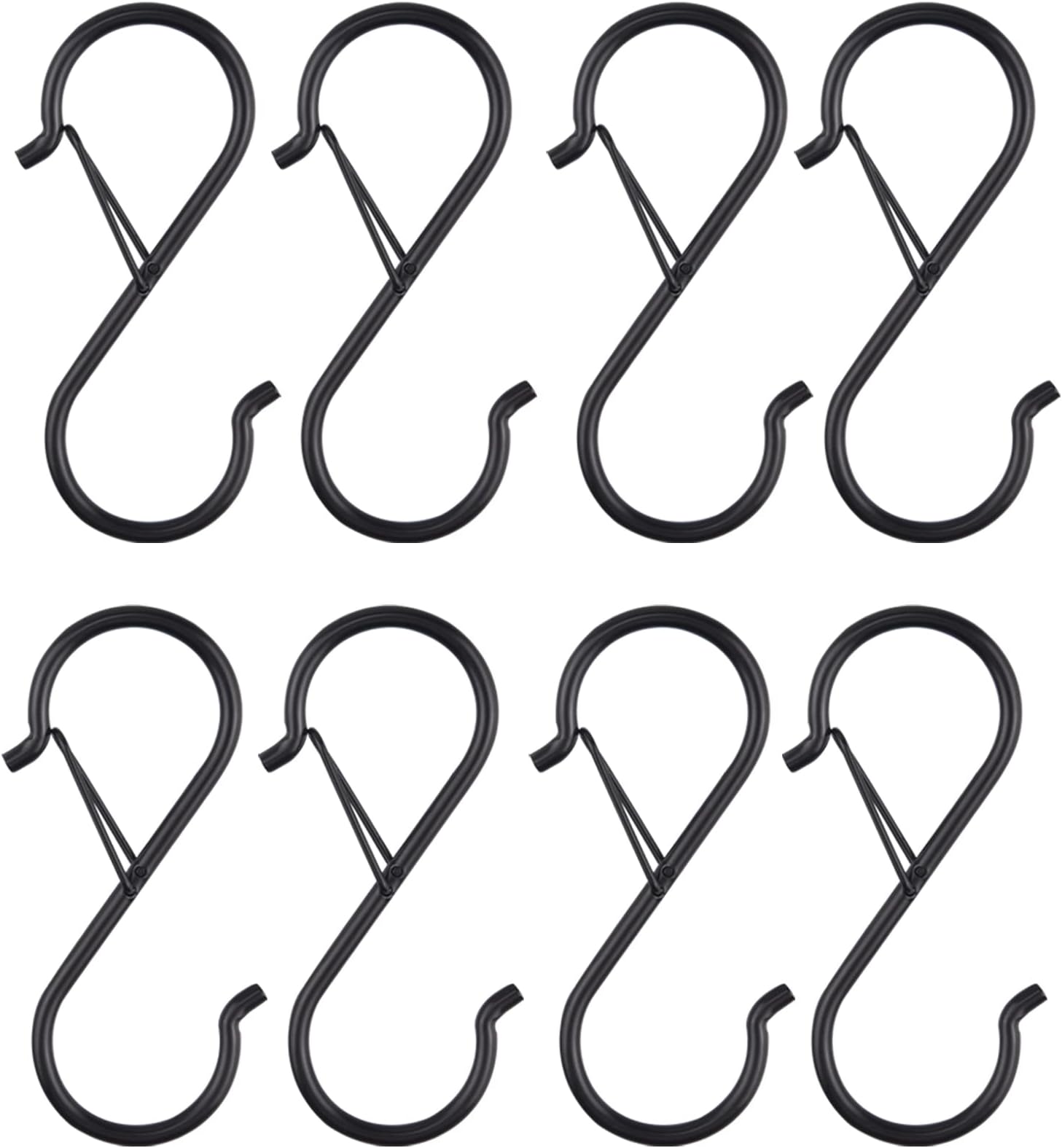 Nysen 8 Pcs Anti Drop S Hooks for Hanging with Safety Buckle, Stainless ...