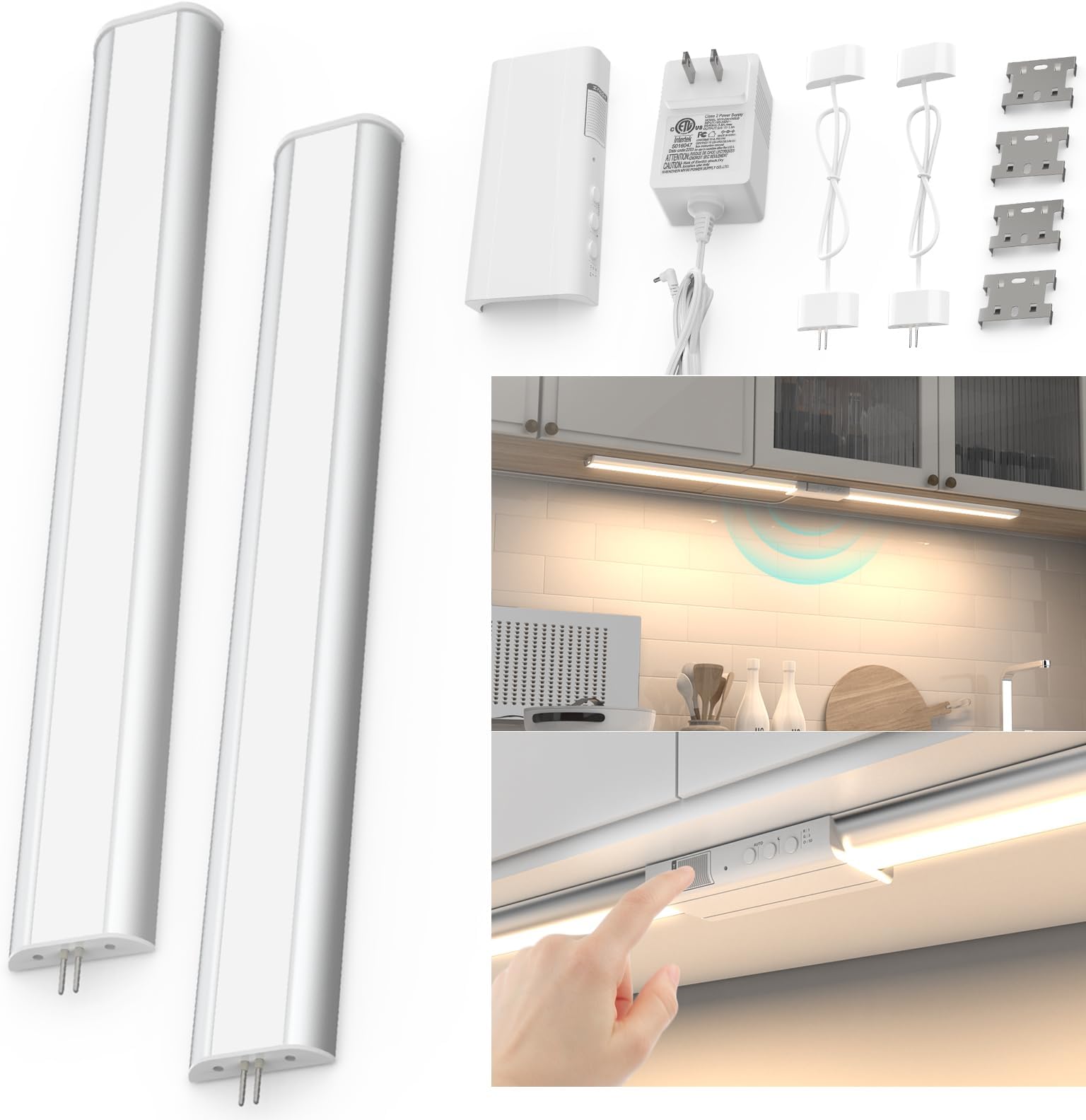 MYPLUS Under Cabinet Lighting Radar Sensor, 2 Pcs 12 inch Under Counter ...