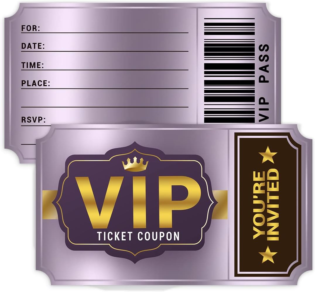 Amazon.com : wuguimeii 20 Neon VIP Ticket Coupon Invitations with ...