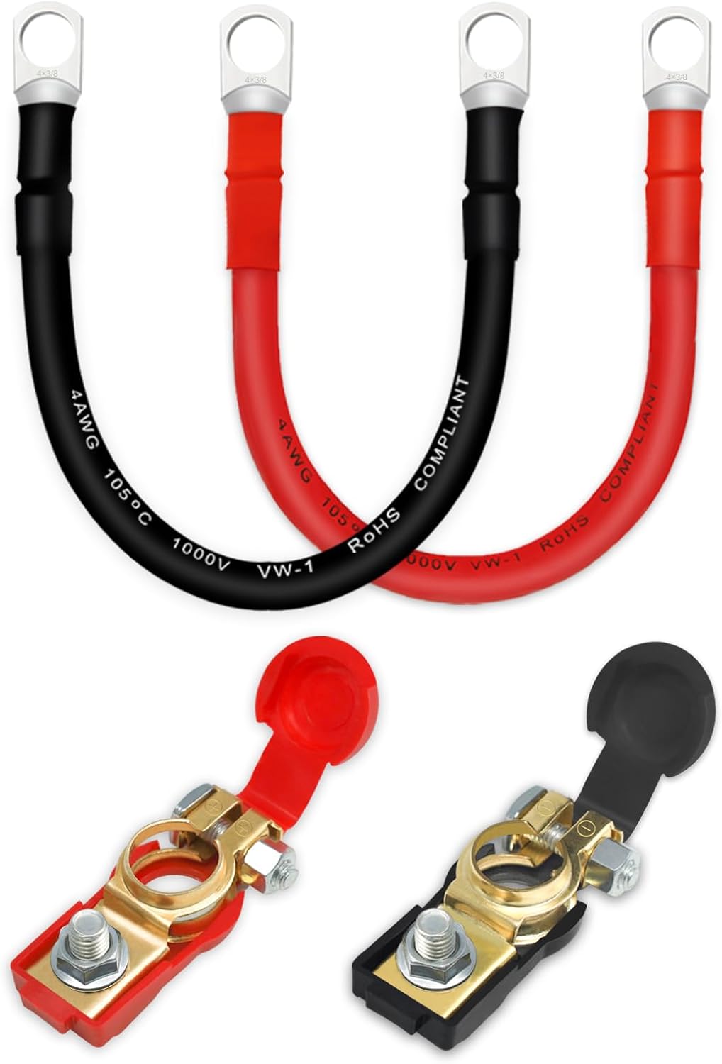 Amazon.com: QIATOL Battery Cable Kit, 4 AWG Battery Cables with ...