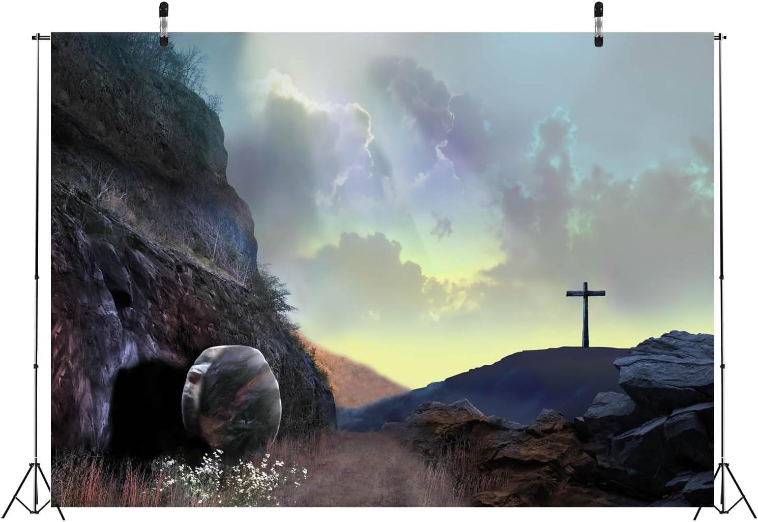 Amazon.com : BELECO 8x6ft Fabric Easter Tomb Backdrop Empty Tomb with ...