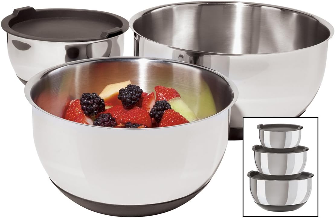 Amazon.com: Fiesta Mixing 8-Piece Stainless Steel Bowl Set with Lids, 1 ...