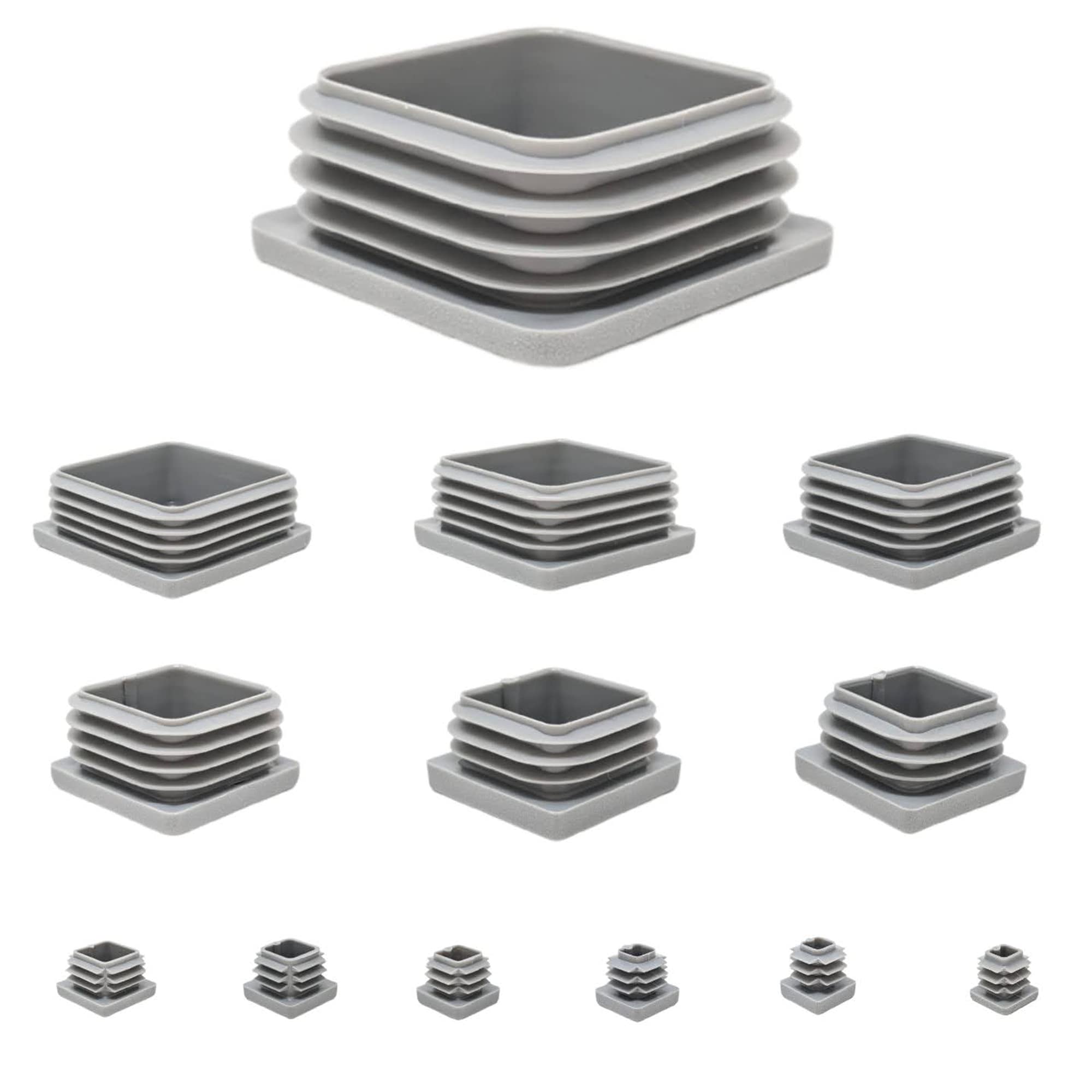 Buy Plastic End Caps, Square Tube Inserts - Made in Germany (Grey ...