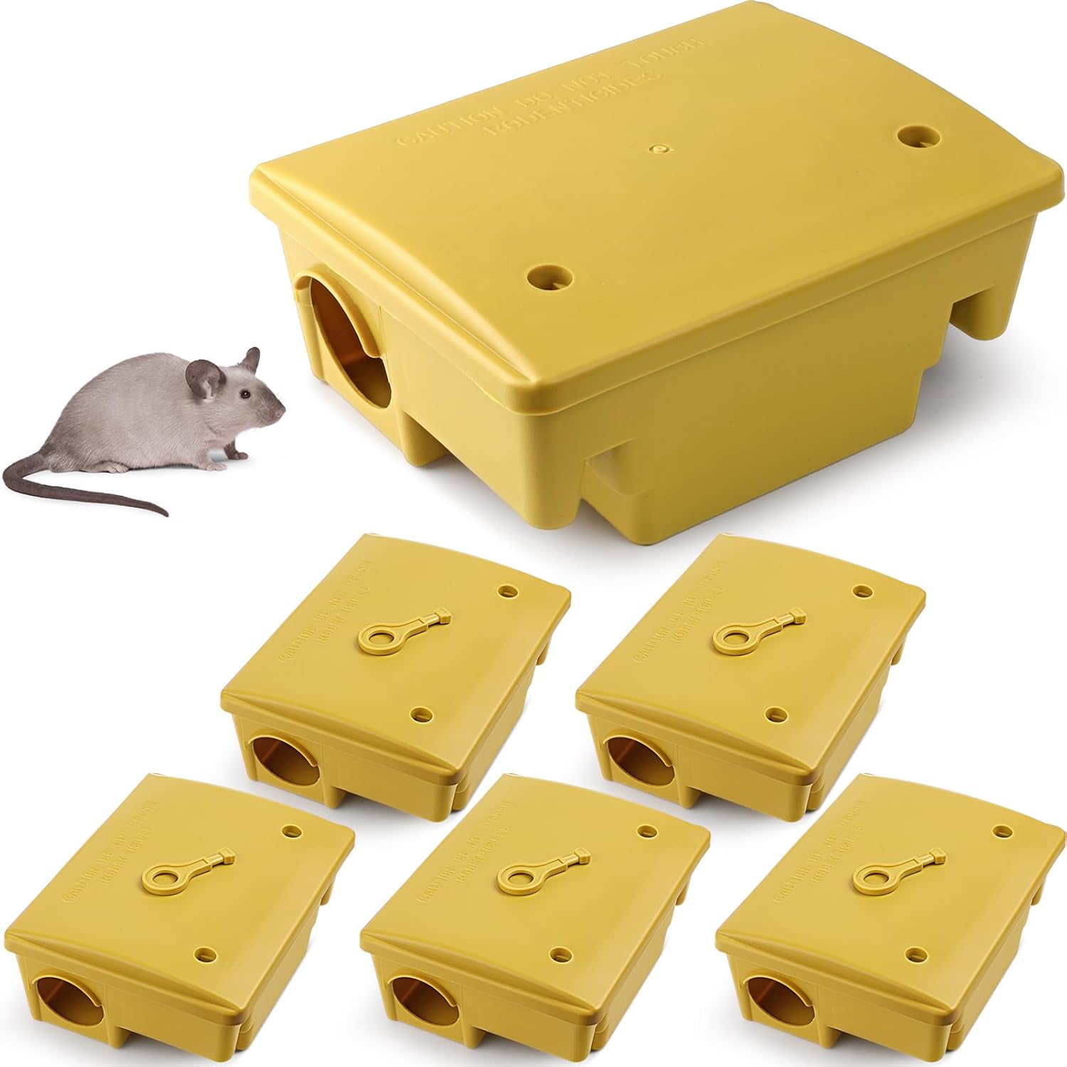 Amazon.com : Qualirey 6 Pack Yellow Rat Bait Stations with Key Mouse ...