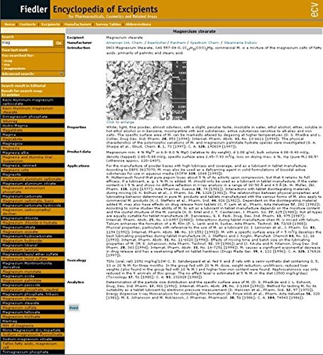 Fiedler - Encyclopedia of Excipients - Online Version Jahresabonnement ...
