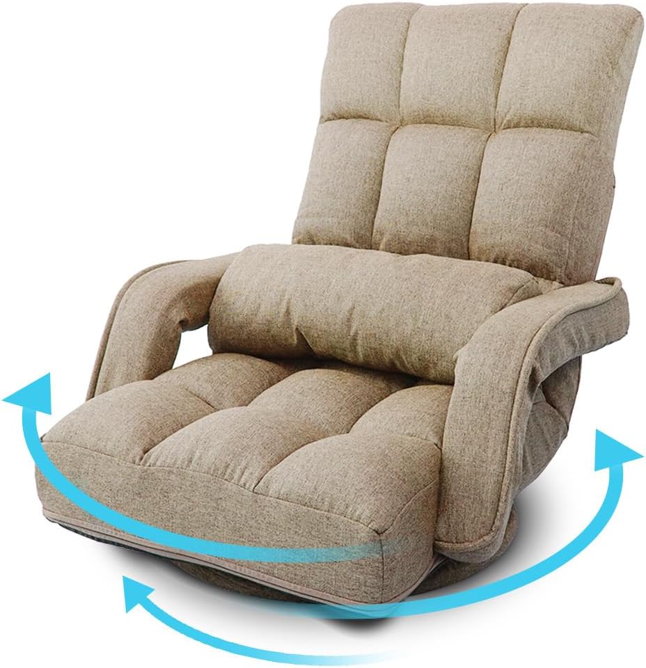 Amazon｜WEIMALL 座椅子 リクライニング 肘掛け付き 14段階調節可能 寝れる座椅子 肘掛け付き 高齢者 立ち上がりやすい 折りたたみ コンパクト フロアソファ オットマン ソファ ...