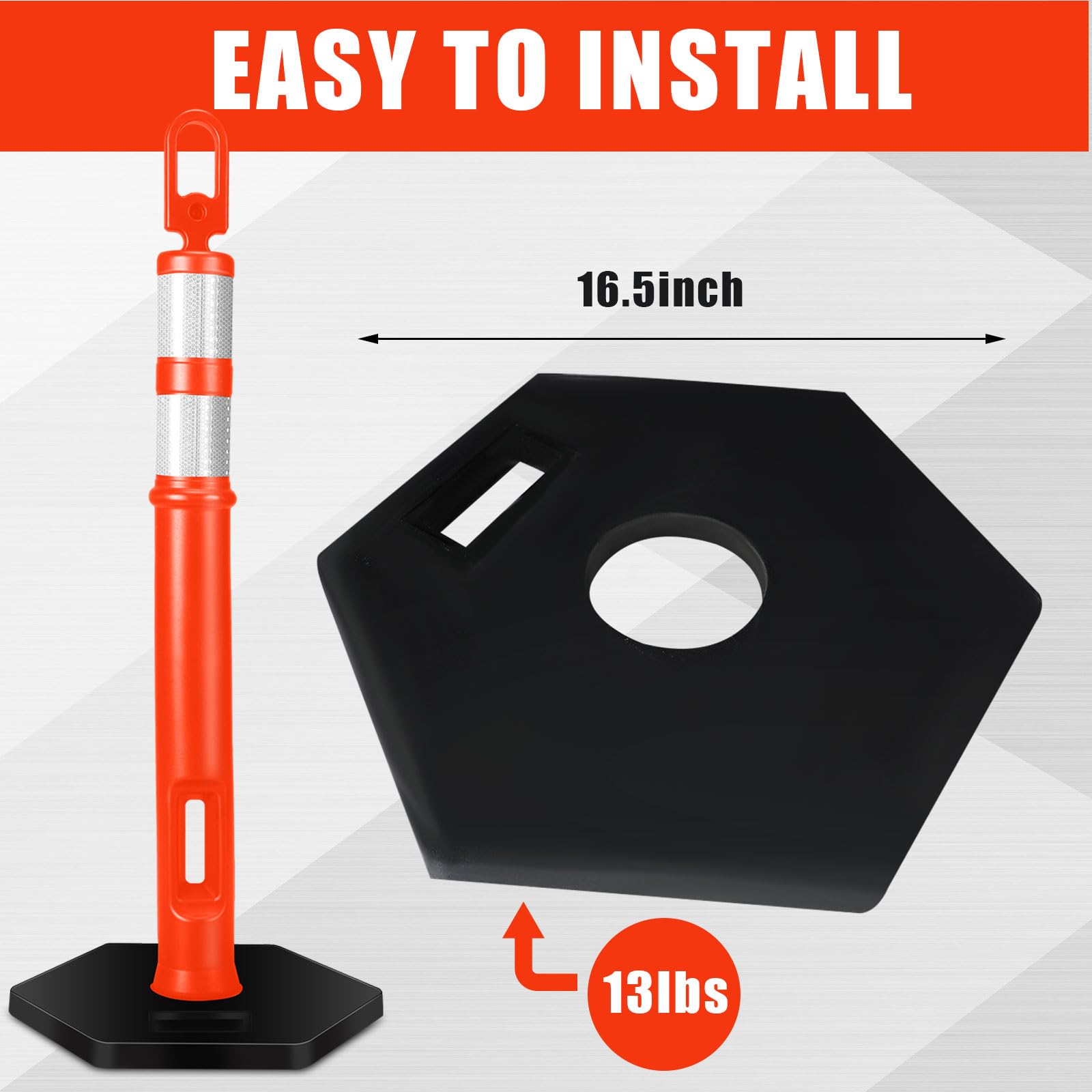 Geetery 3 Pcs Traffic Delineator Posts 45'' Delineator Safety Cone Post ...