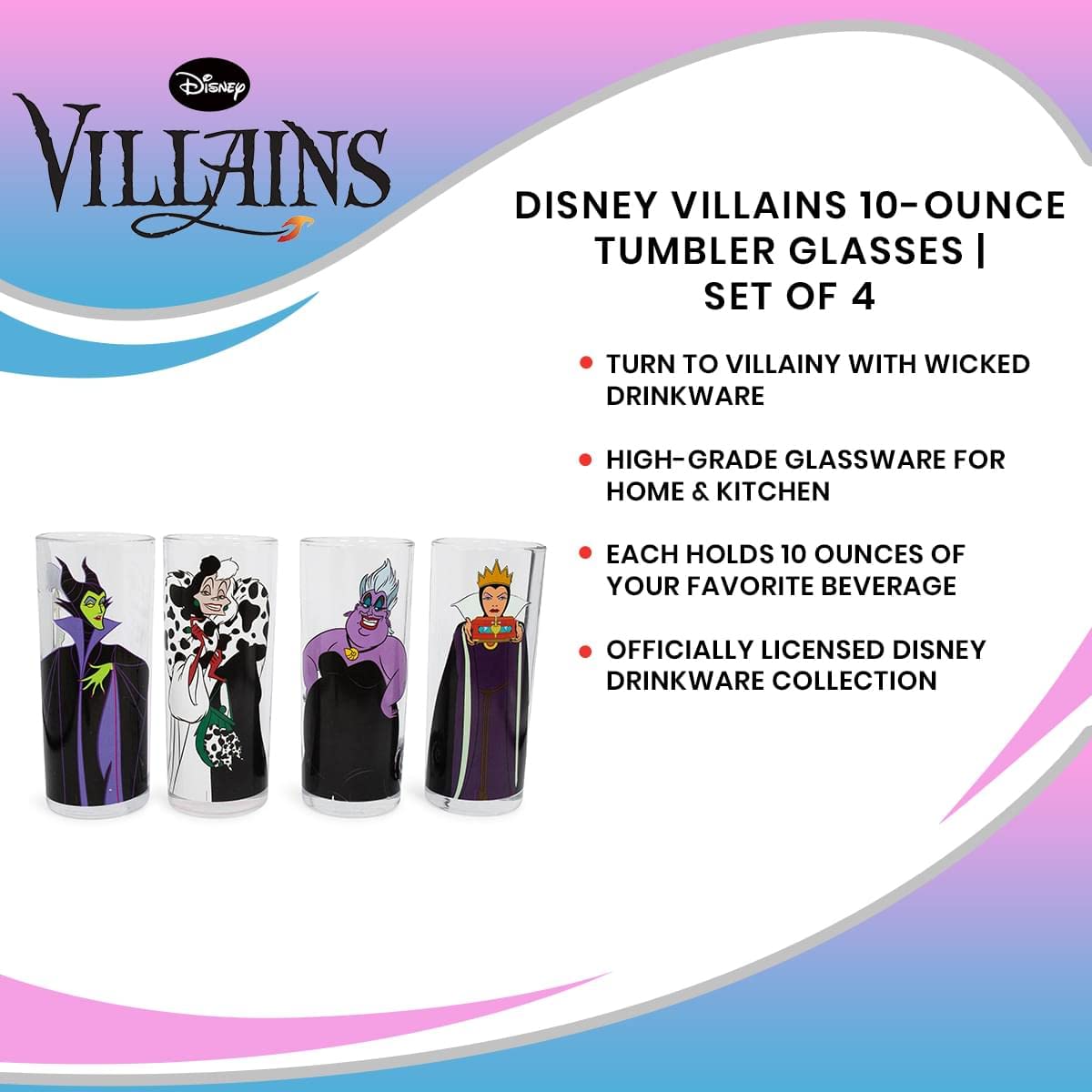 Snapklik.com : Villains 10-Ounce Tumbler Glasses, Set Of 4 Includes ...