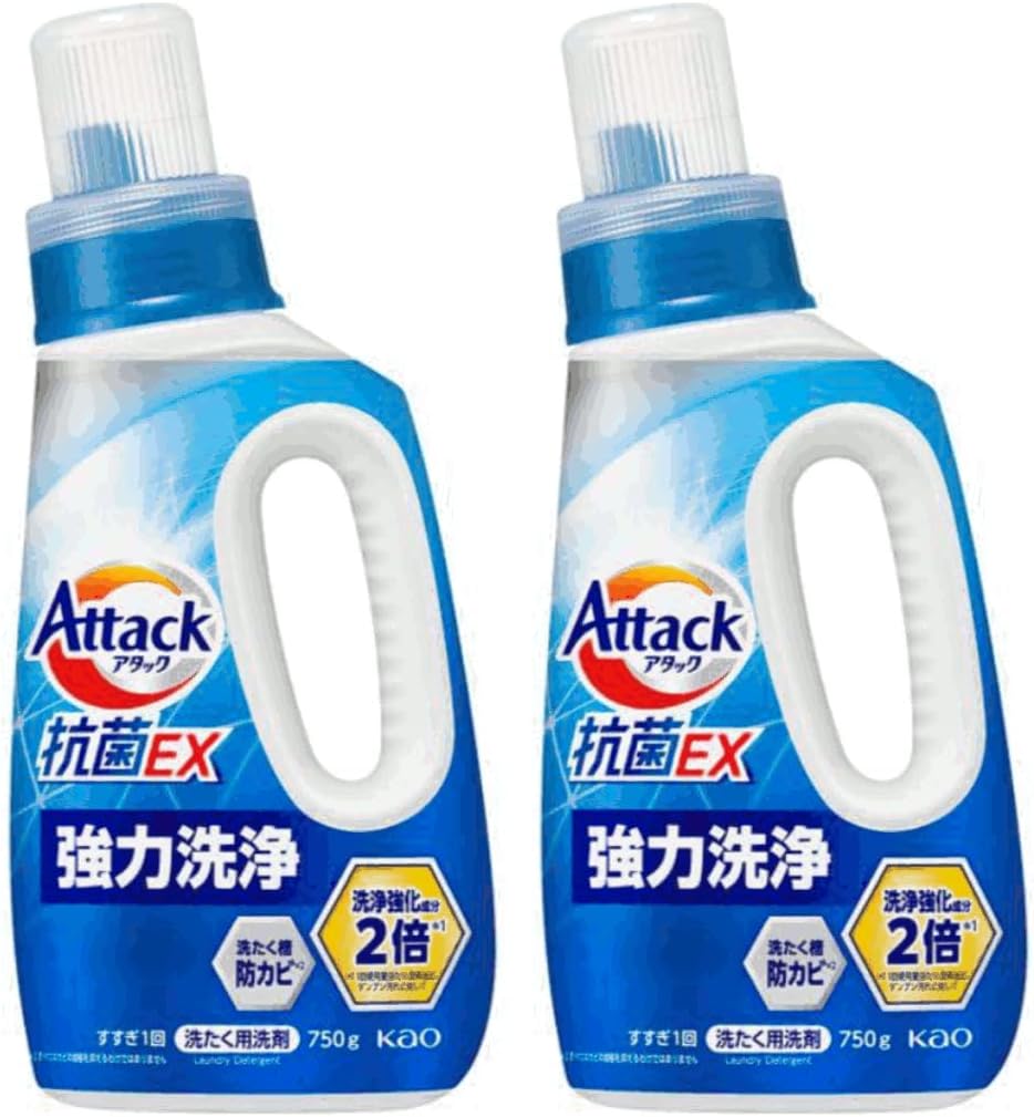Amazon | 【ぎゅうぎゅうつめこみ洗い】ア タ ッ ク抗菌EX 本体750g 2個 | ノーブランド品 | 液体洗剤