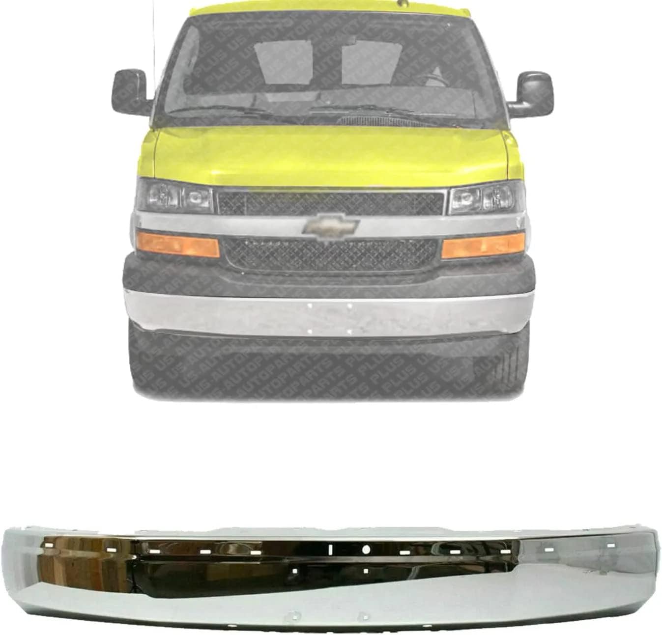 Amazon.com: US AUTO PARTS PLUS New Front Bumper Face Bar Chrome Steel With License Plate Holes ...