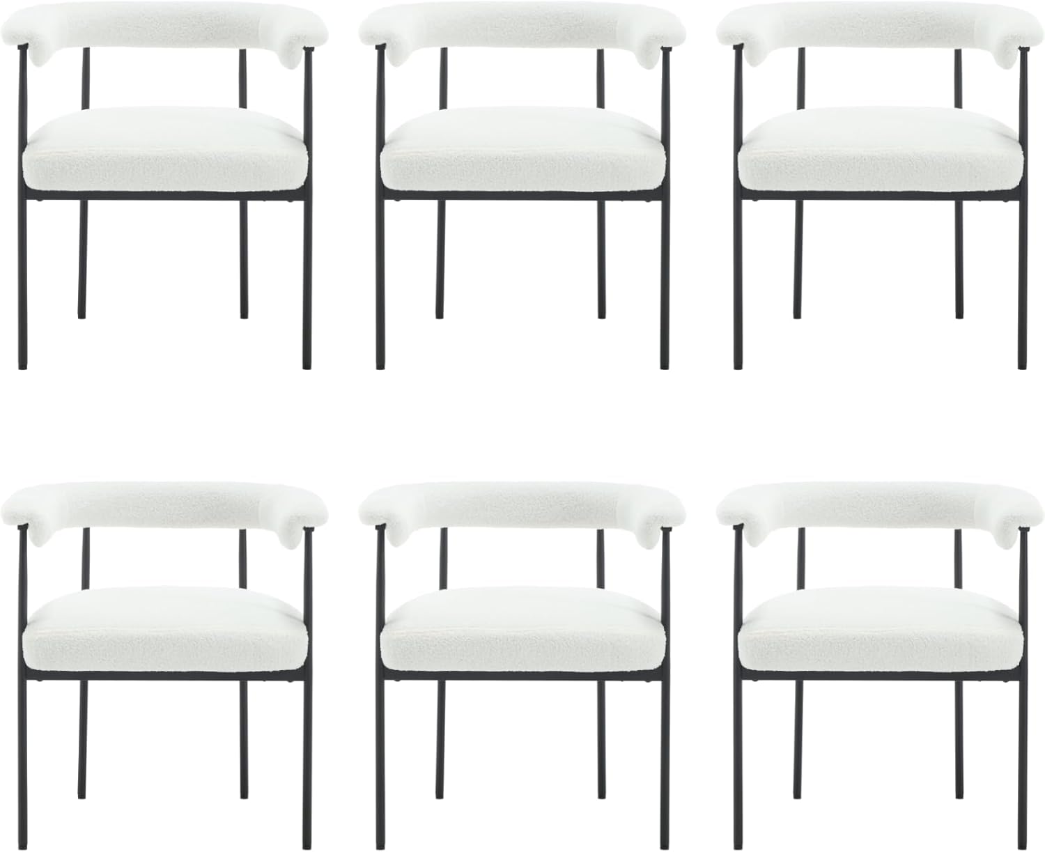 Amazon.com - LukeAlon Sherpa Dining Chairs Set of 6, Upholstered Open ...