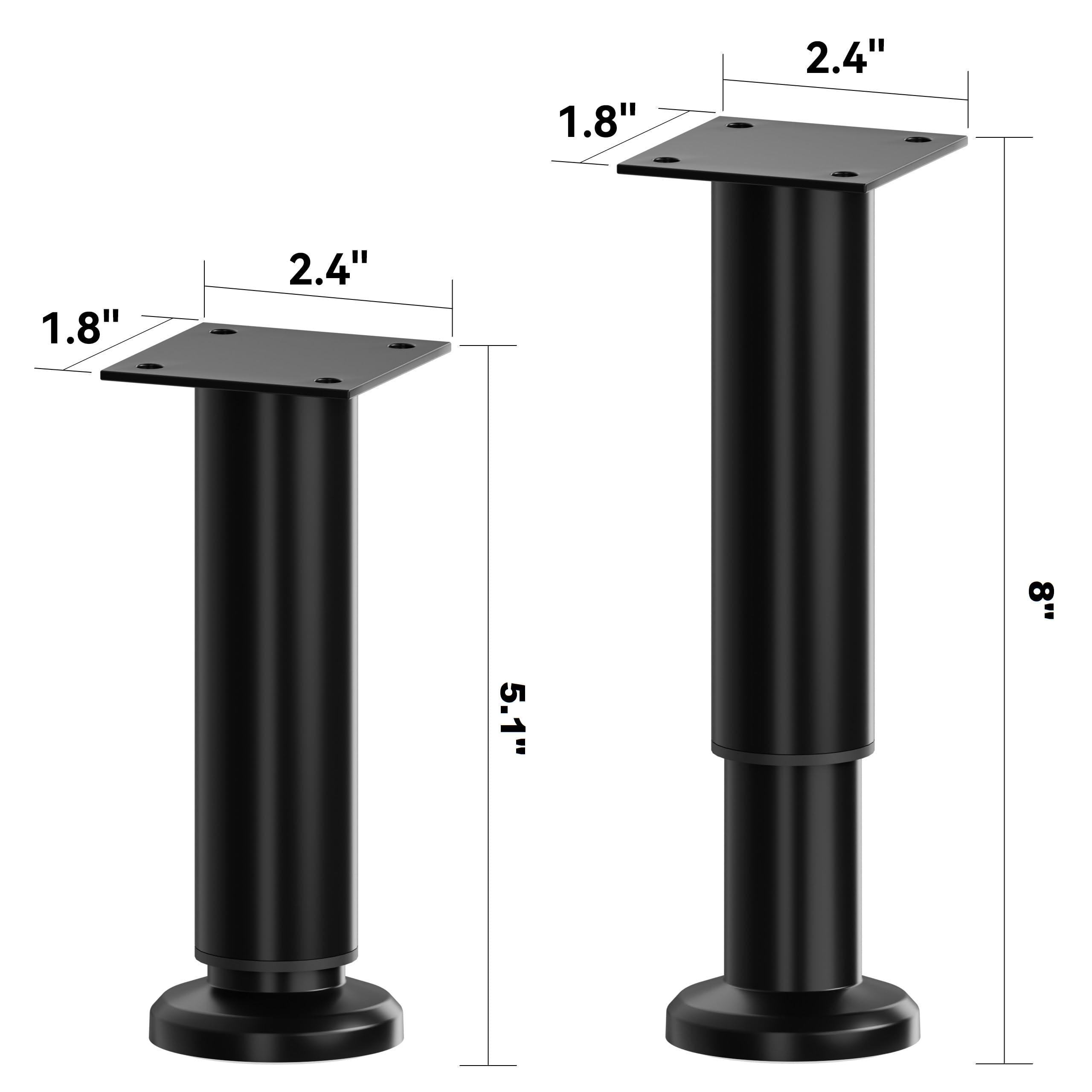ruiru bro 2pcs(5"-8") Adjustable Height Furniture Support Legs,Heavy ...