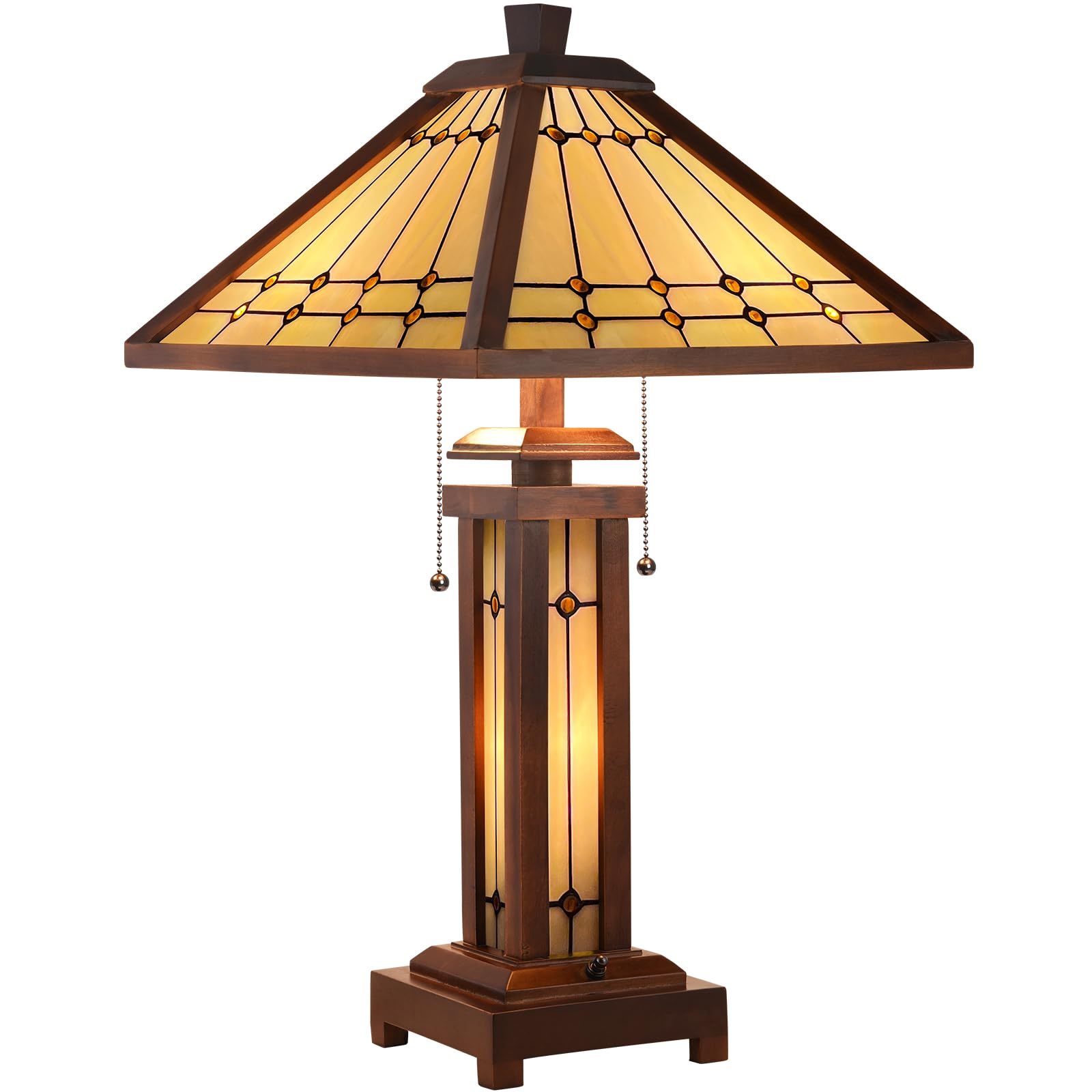 Tiffany Style Lamp Wood Base
