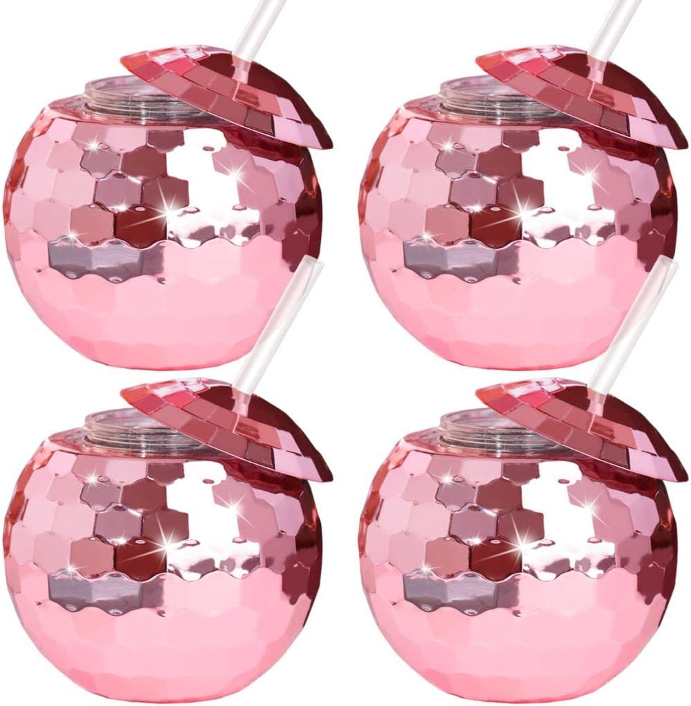 Amazon.com: Disco Ball Cups Flash Cocktail Cup with Straw Nightclub Bar ...