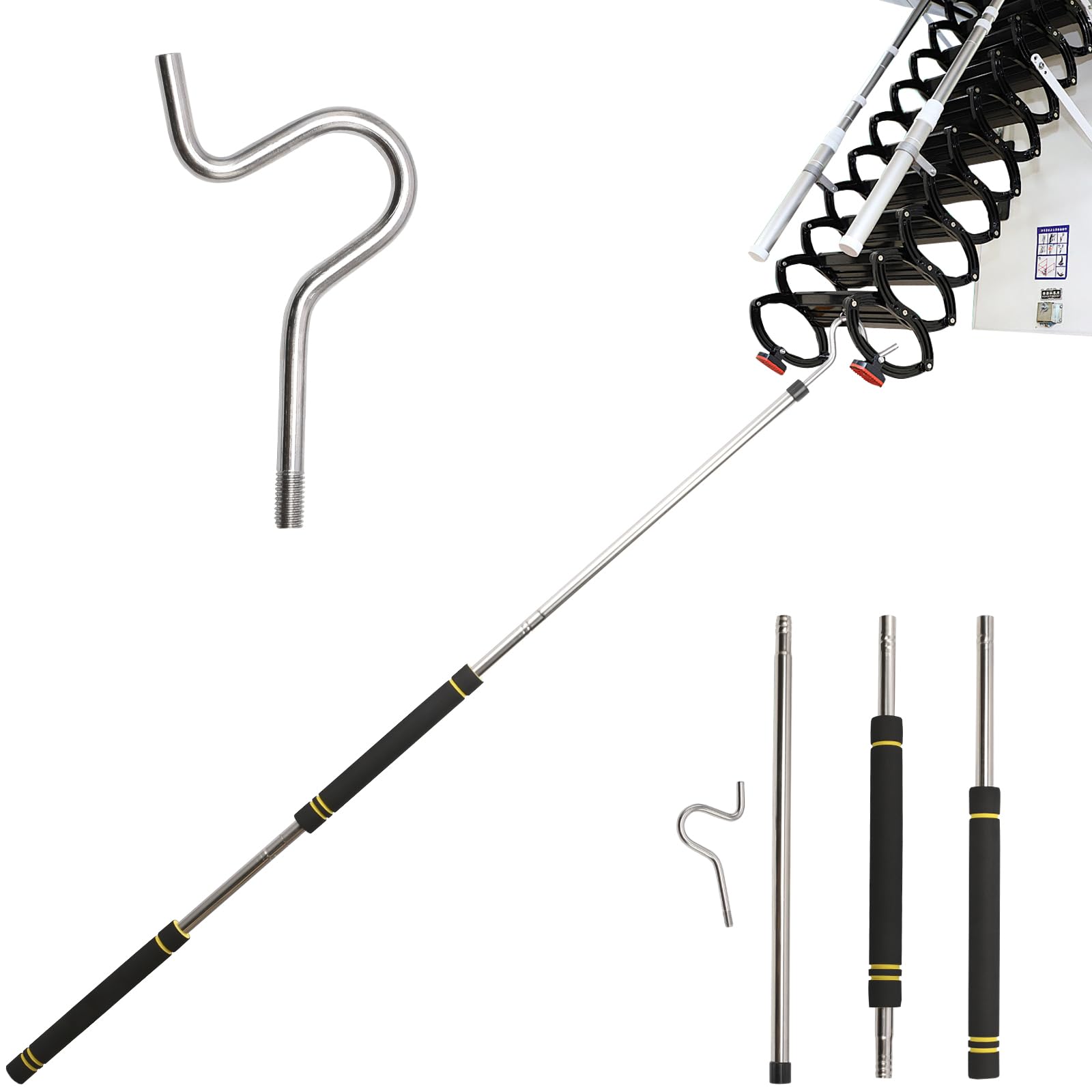 Snapklik.com : Frebuta Clothes Hook Pole,Garment Hook Reach Pole 51In ...