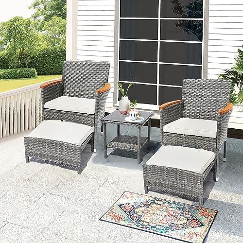 Amazon.com: ARTBUSKE 5 PCS Outdoor Patio Furniture Set with Table ...