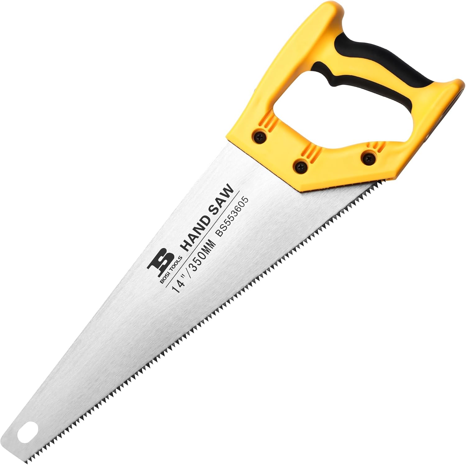 B BOSI TOOLS 14 in. Pro Hand Saw, 11 TPI Fine-Cut Soft-Grip Hardpoint Handsaw Perfect for Sawing ...