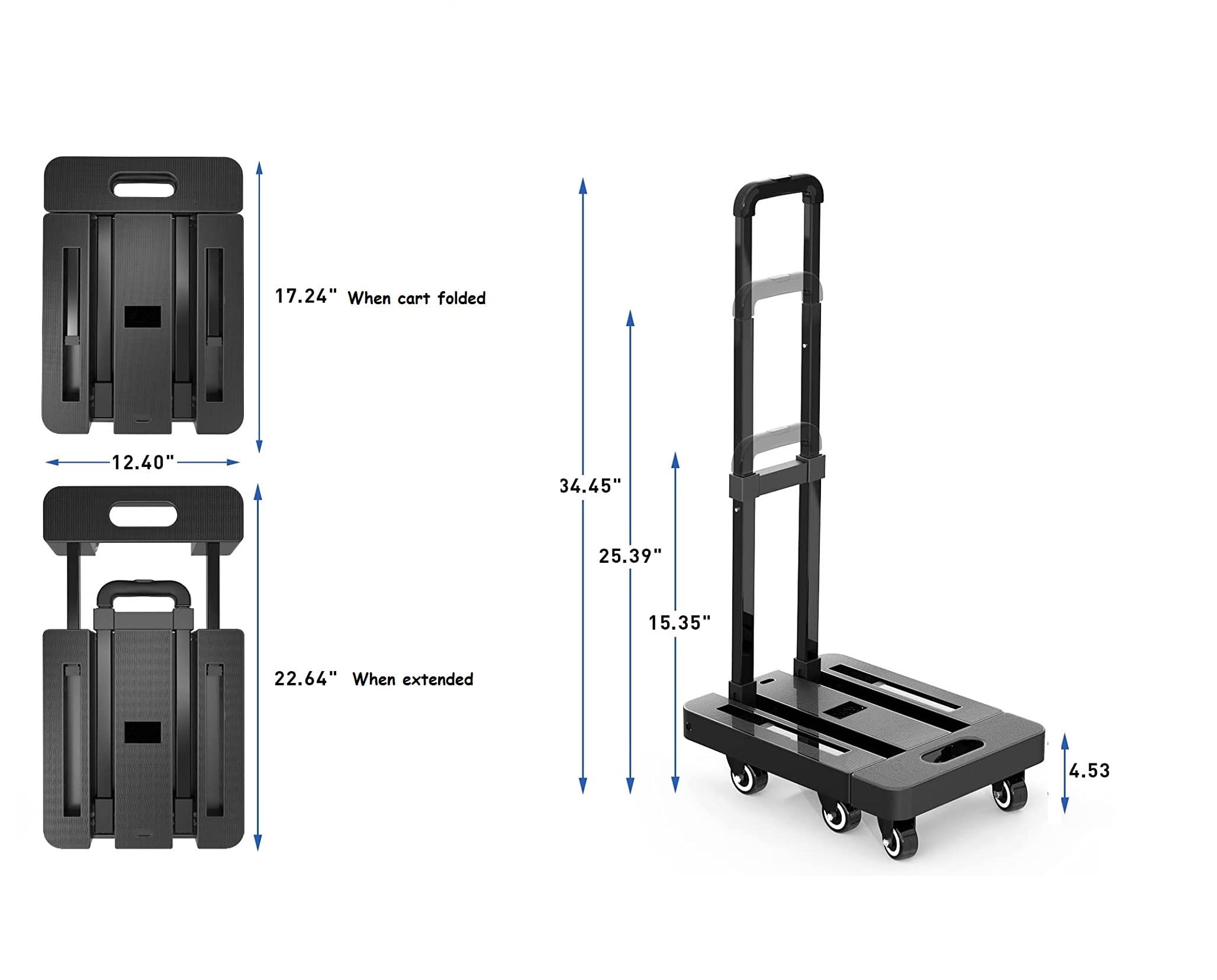 Snapklik.com : Mount Plus A3 Folding Hand Truck, 6 Wheels Fold Up Hand Cart