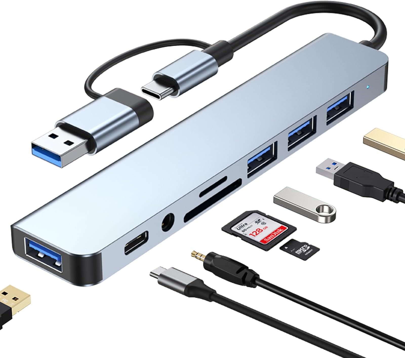 Hub USB C, 5 en 1 Adaptador Multipuerto USB C 3.0 con 3 Puertos USB ...