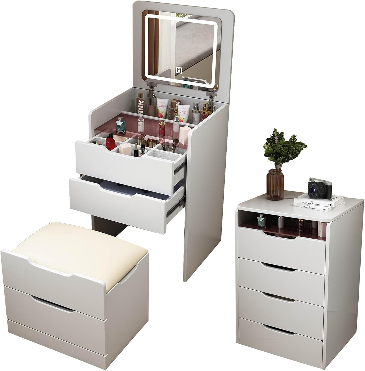 Amazon.com: RIDFY 3 in 1 Vanity Desk with Plip Top Mirror, Small Vanity ...