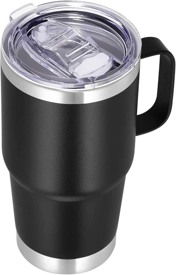 VEGOND 20 oz Tumbler with Handle Lid and Straw, Stainless Steel ...