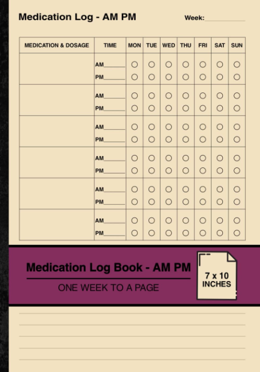 Medication Log Book - AM PM: Simple Medication Tracker | Record Your ...