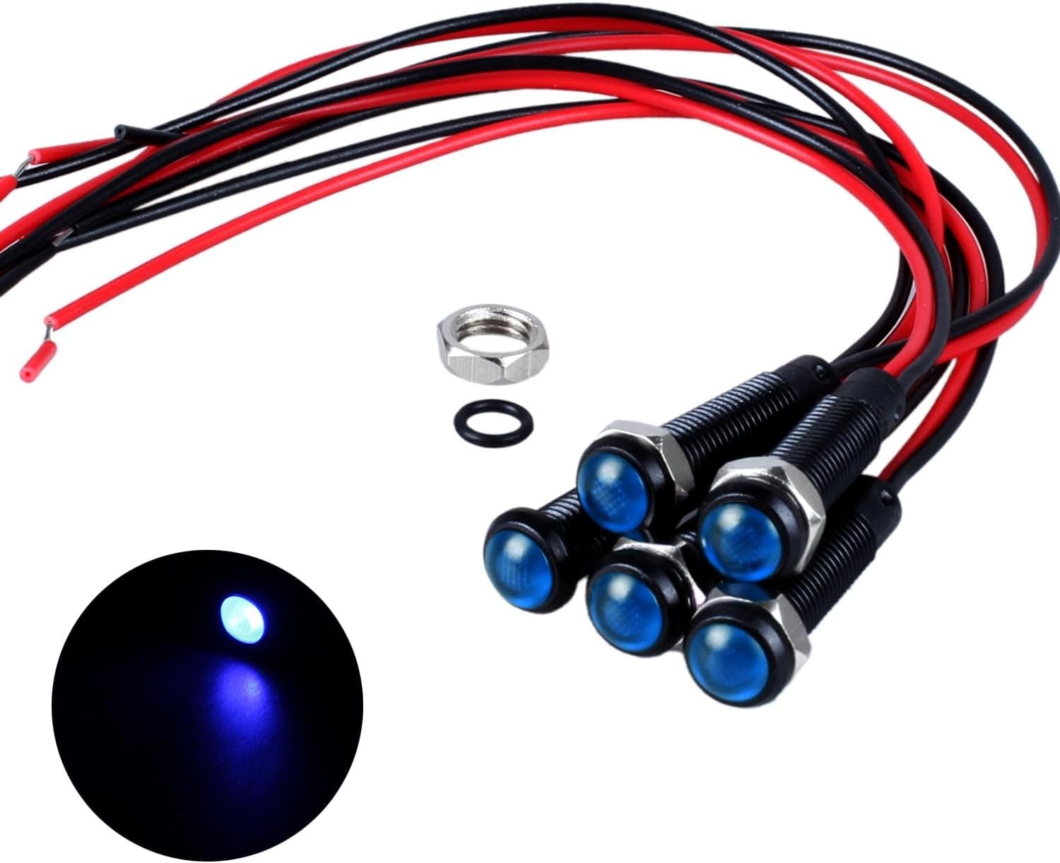 Amazon.com: DMWD 5pcs 6mm LED Indicator Light Plastic Black Signal Dot Lamp 12V-24V 1/4 ...