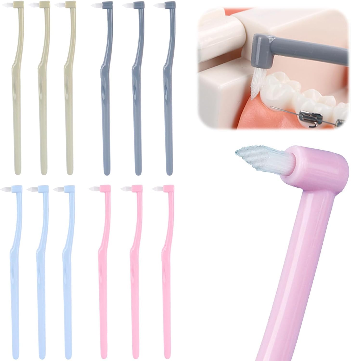 12 Pcs Soft Single Tufted Toothbrush Trim, BetterJonny Interspace ...