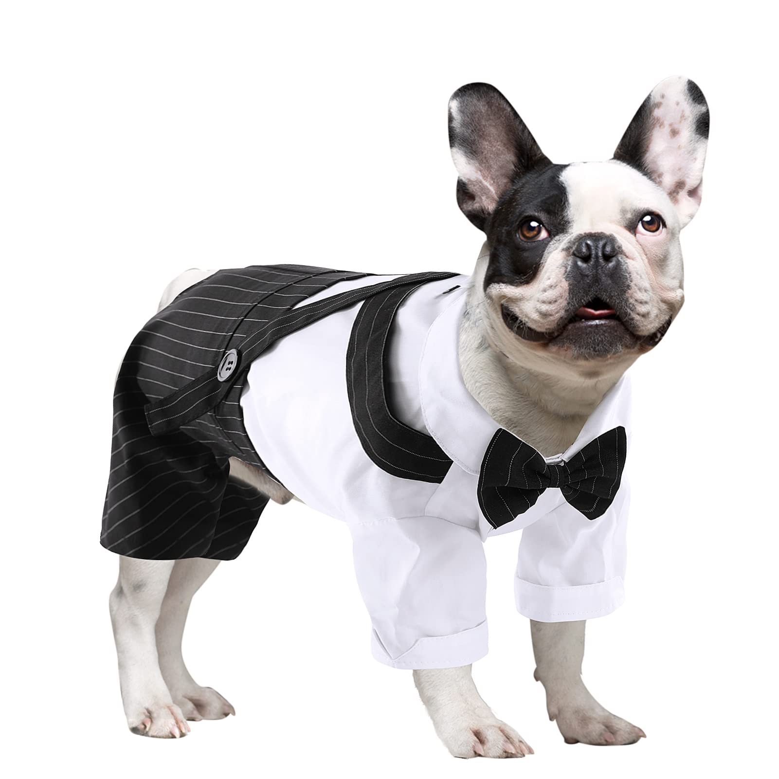 ASENKU Dog Tuxedo with Black Bow Tie, Doggie Wedding Tux, Formal Suit ...