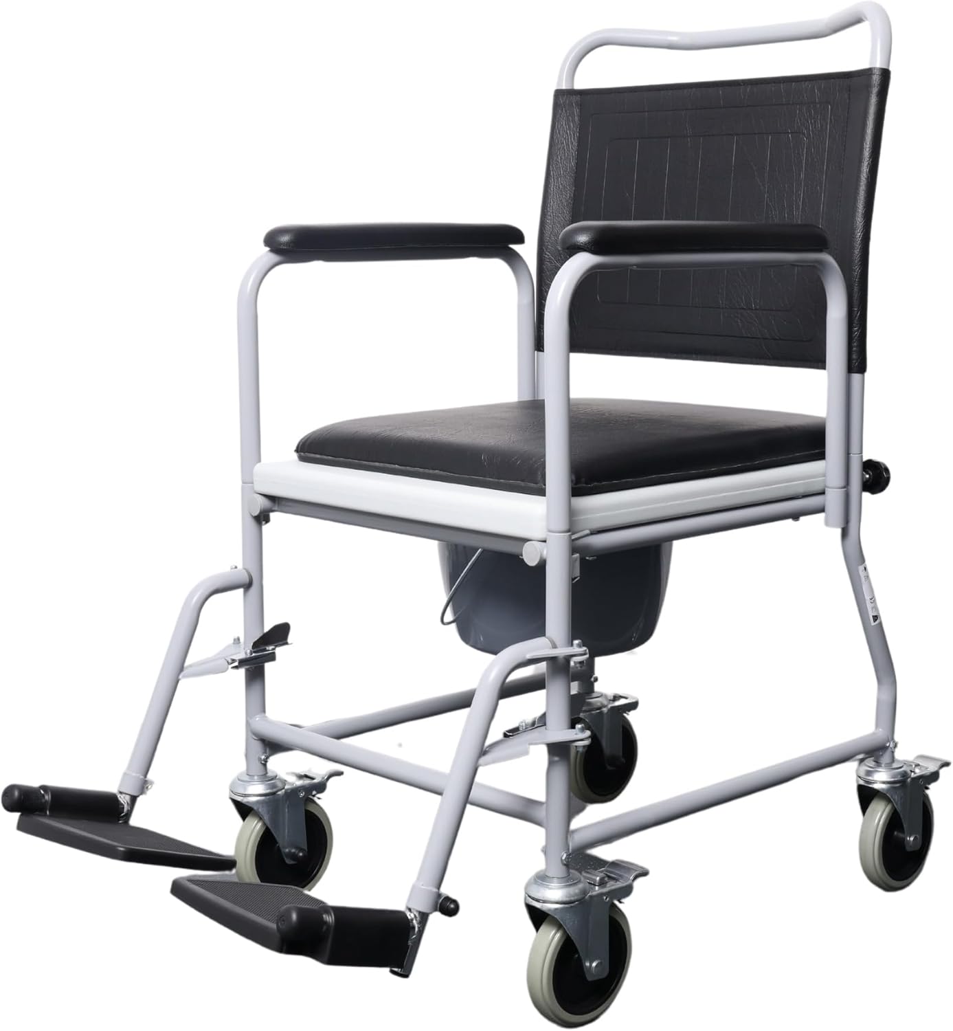 Millercare Portable Wheeled Commode Chair - Comfortable Padded Seat ...