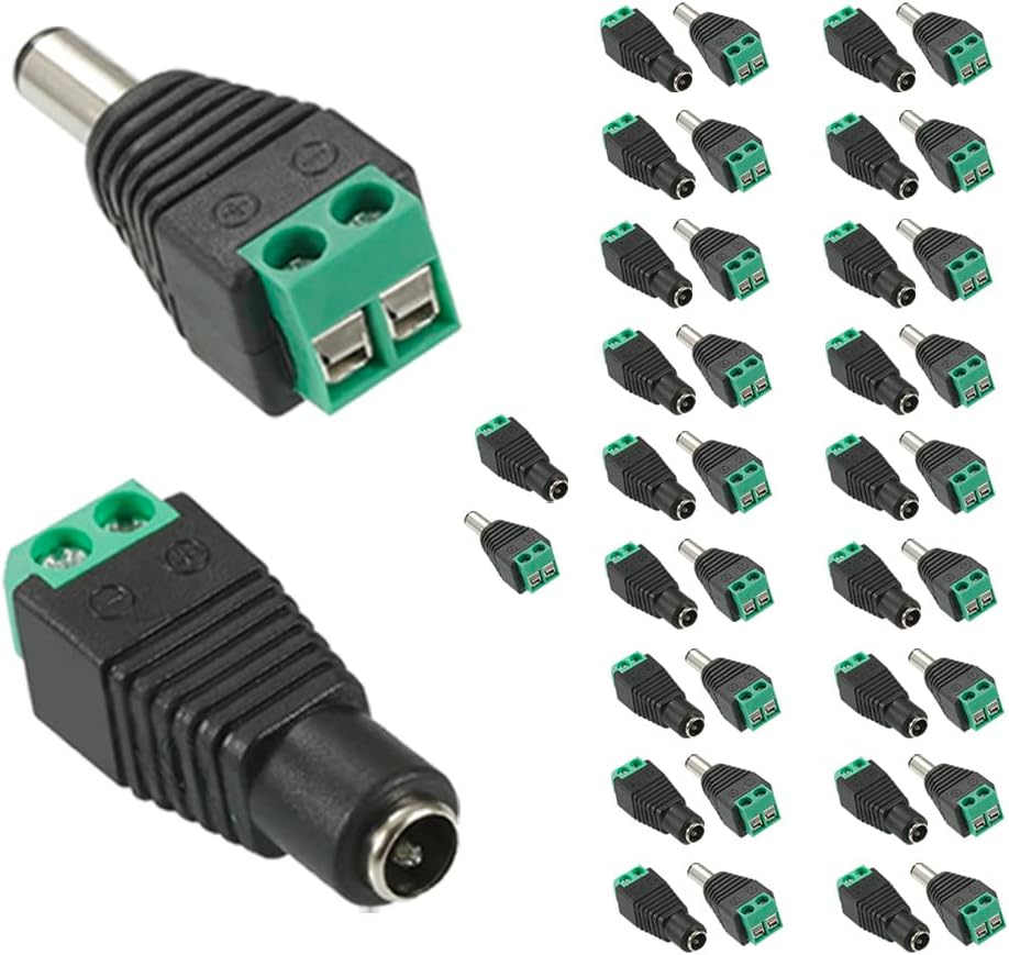 AVARTEK 20 Pairs 2.1 x 5.5mm Male Female 12V DC Power Jack Connector ...