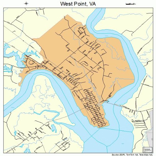 Large Street & Road Map of West Point, Virginia VA - Printed poster ...